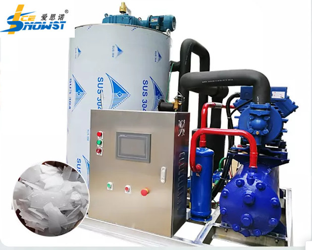 CE 5 Ton Seawater Commercial Flake Ice Maker Machine For Ice Making